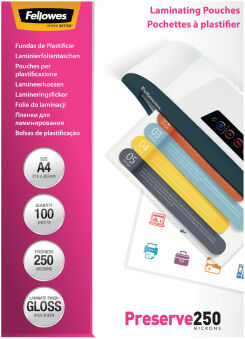 Feuilles plastification A4 100 microns Fellowes x 100 - O-buro.com